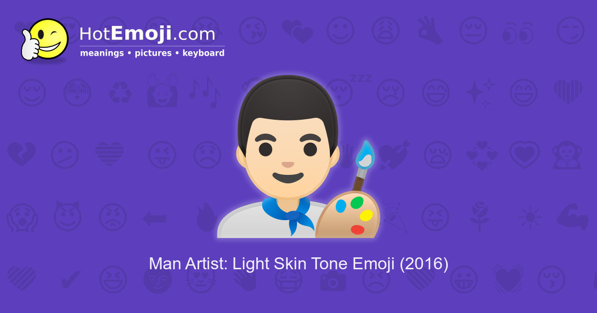 👨🏻‍🎨 Man Artist Emoji with Light Skin Tone Meaning and Pictures