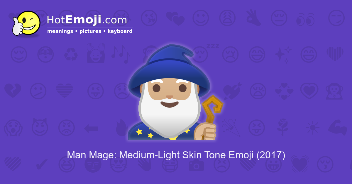 🧙🏼‍♂️ Man Mage Emoji with Medium-Light Skin Tone Meaning and Pictures