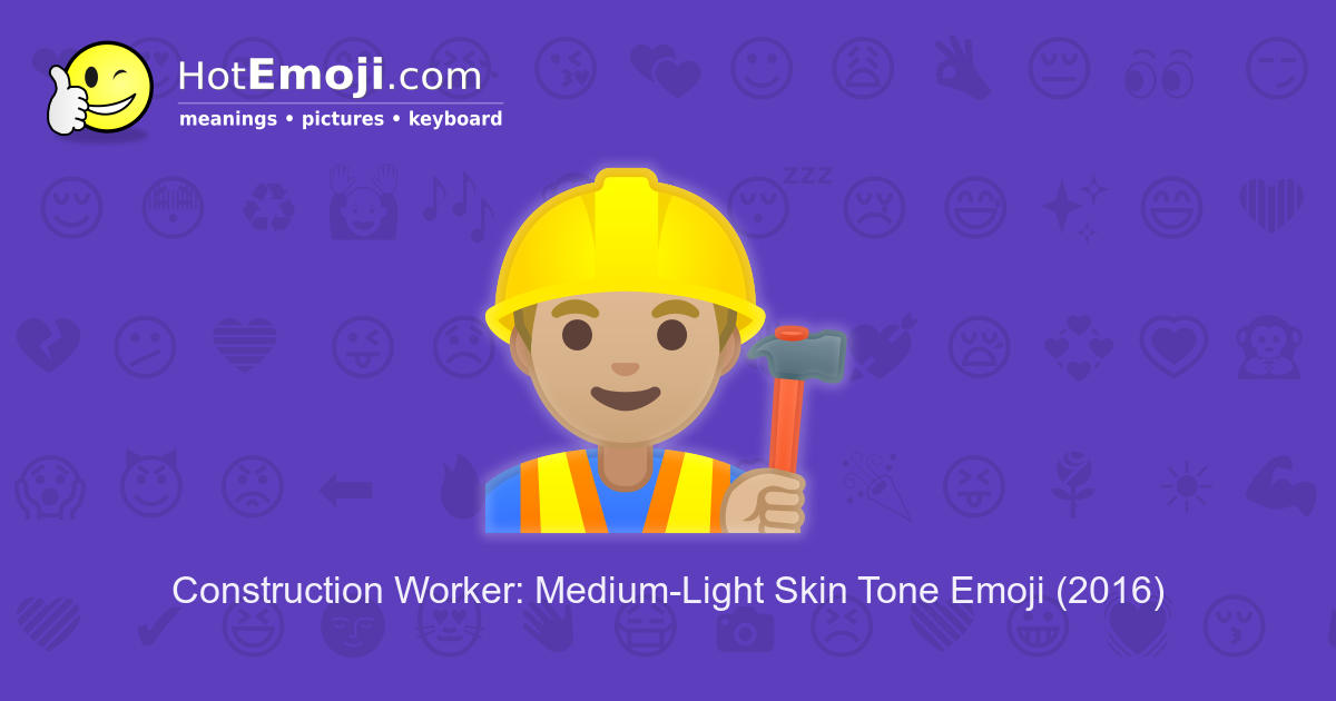 👷🏼 Construction Worker Emoji with Medium-Light Skin Tone Meaning