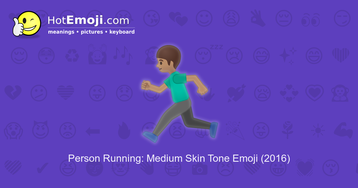 🏃🏽 Person Running Emoji with Medium Skin Tone Meaning and Pictures