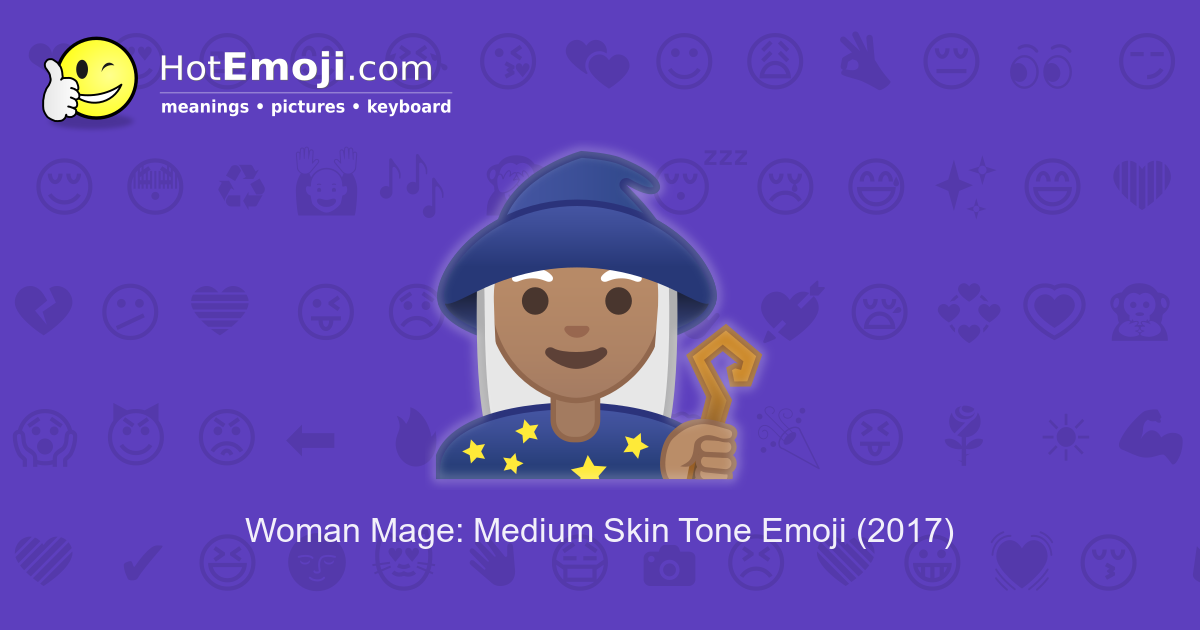 🧙🏽‍♀️ Woman Mage Emoji with Medium Skin Tone Meaning and Pictures