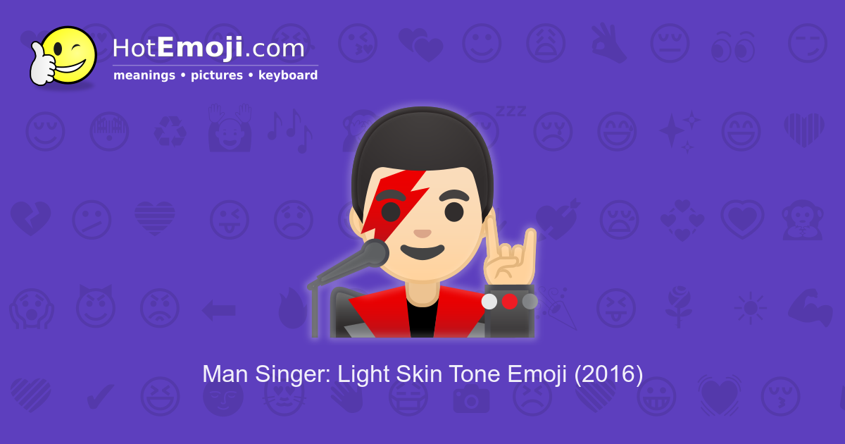 👨🏻‍🎤 Man Singer Emoji with Light Skin Tone Meaning and Pictures
