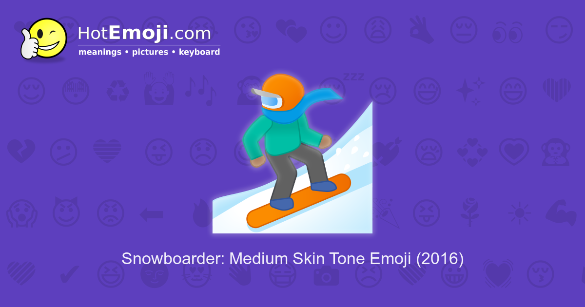 🏂🏽 Snowboarder Emoji with Medium Skin Tone Meaning and Pictures